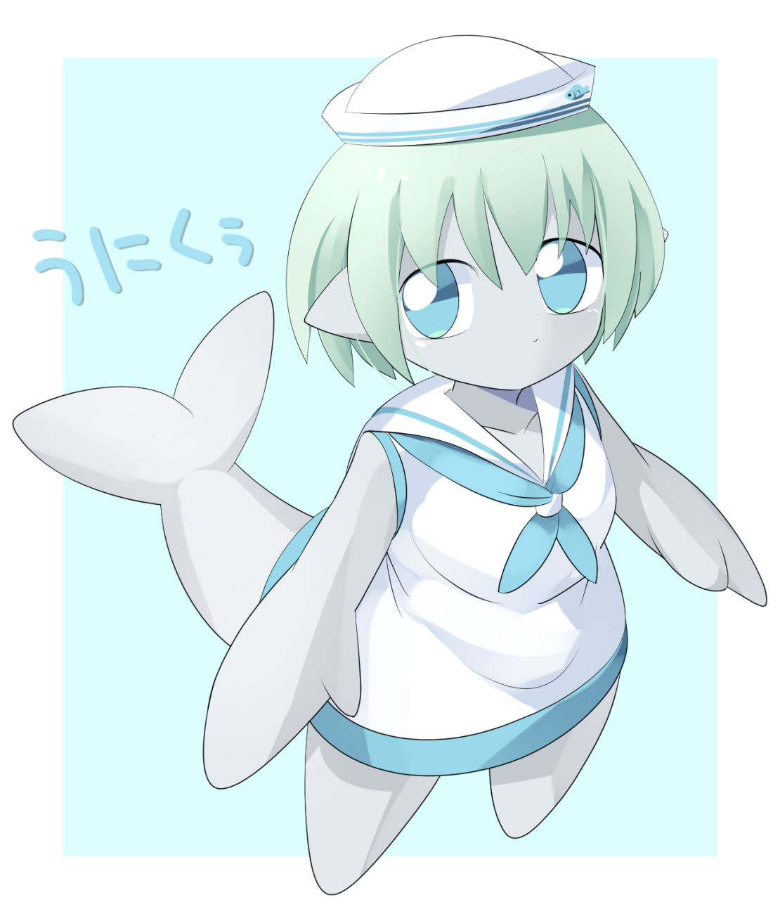 Safebooru - 1girl barefoot blue background blue eyes blue neckerchief ...