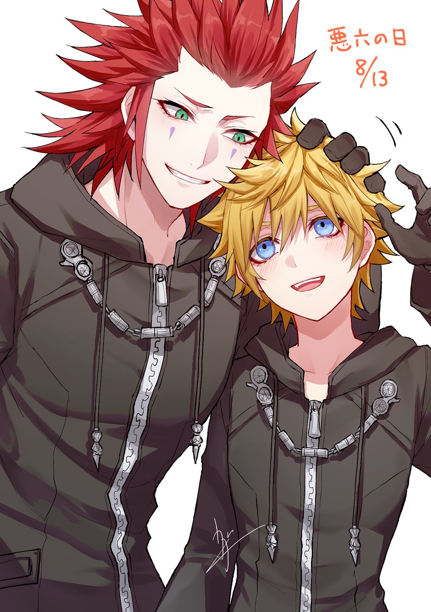 Safebooru - 2boys axel (kingdom hearts) black coat (kingdom hearts ...