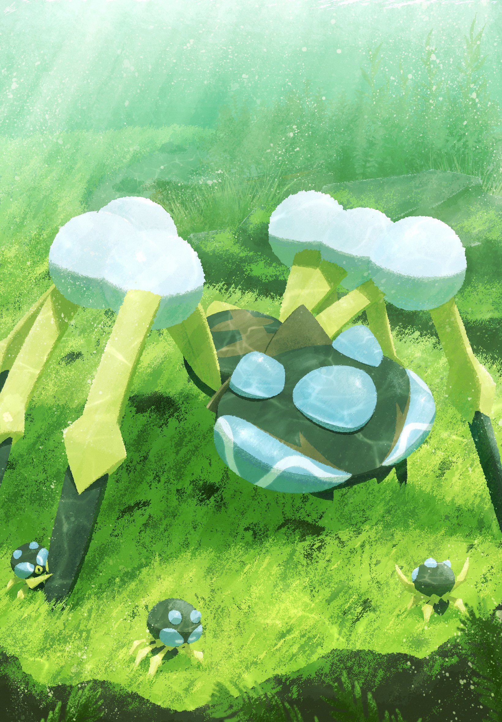 Safebooru - algae araquanid blue eyes bubble bug caustics dewpider ...