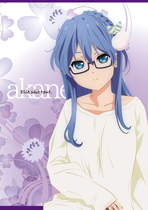 Safebooru - 1girl 22/7 black-framed eyewear blue eyes blue hair bow braid character name closed ...