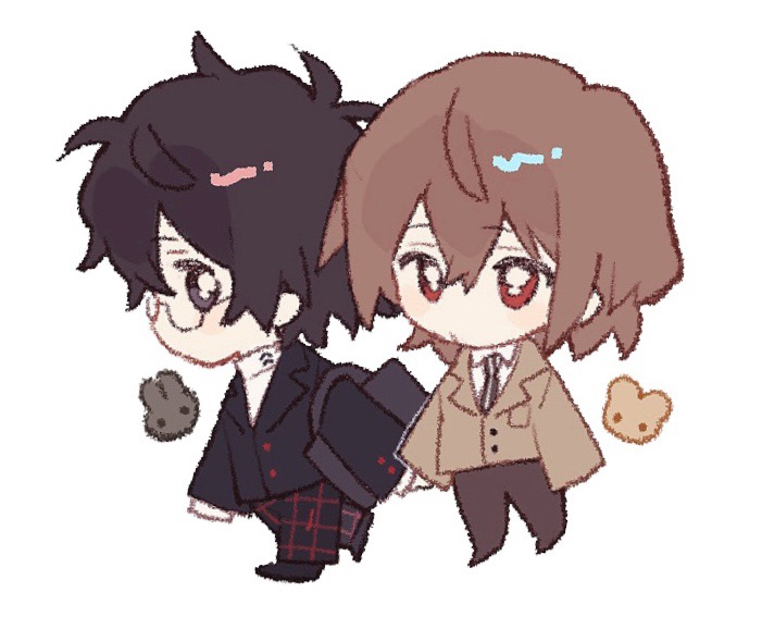 Safebooru - 2boys akechi gorou amamiya ren black eyes black hair black ...