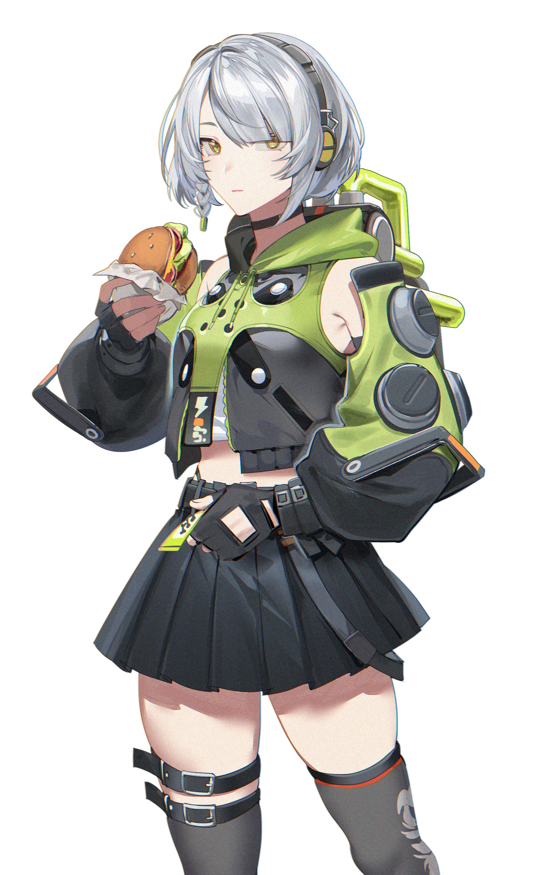 Safebooru - 1girl absurdres anby demara belt black gloves black skirt black thighhighs braid ...