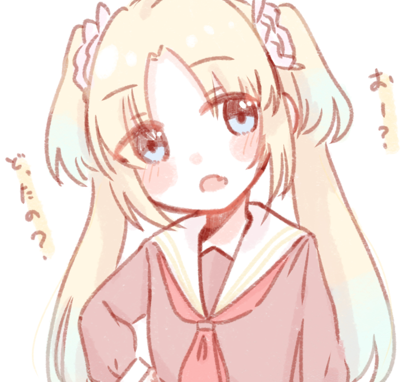 Safebooru - 1girl :o blonde hair blue eyes blue hair blush brown dress ...
