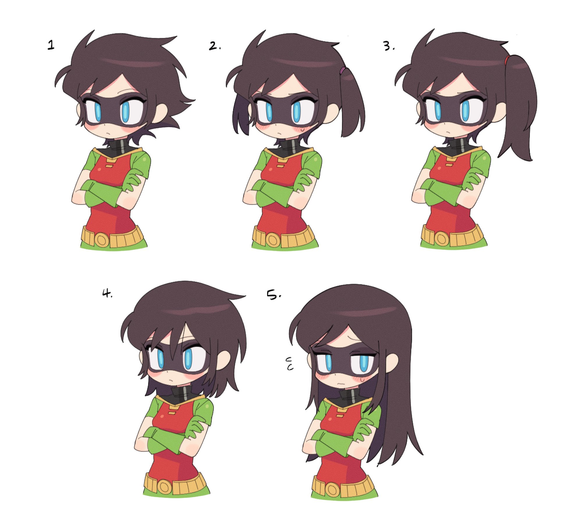Safebooru - 1girl batman (series) batrobin k belt blue eyes crossed ...