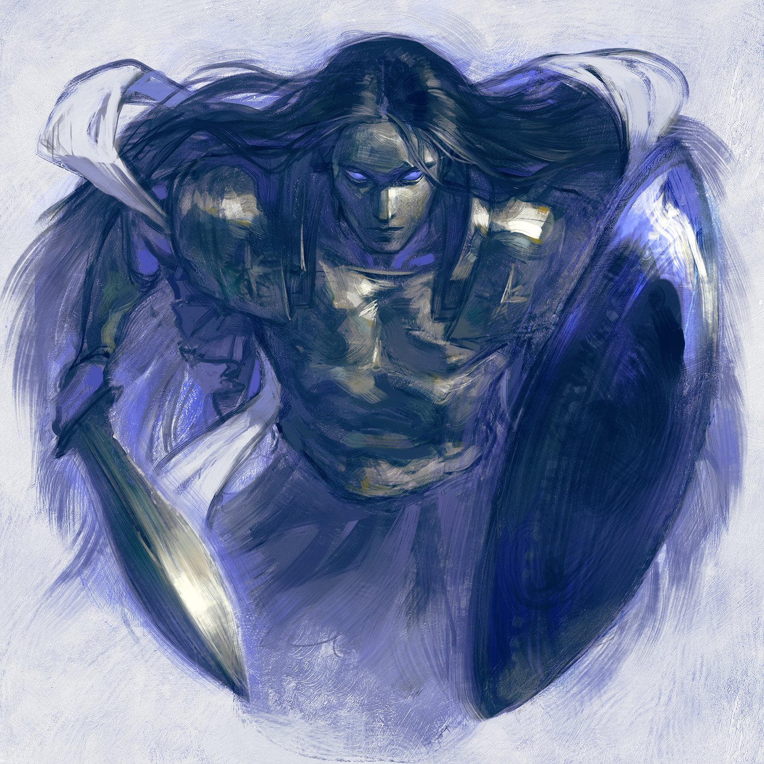 Safebooru - 1girl arm shield armor black hair blue eyes character ...