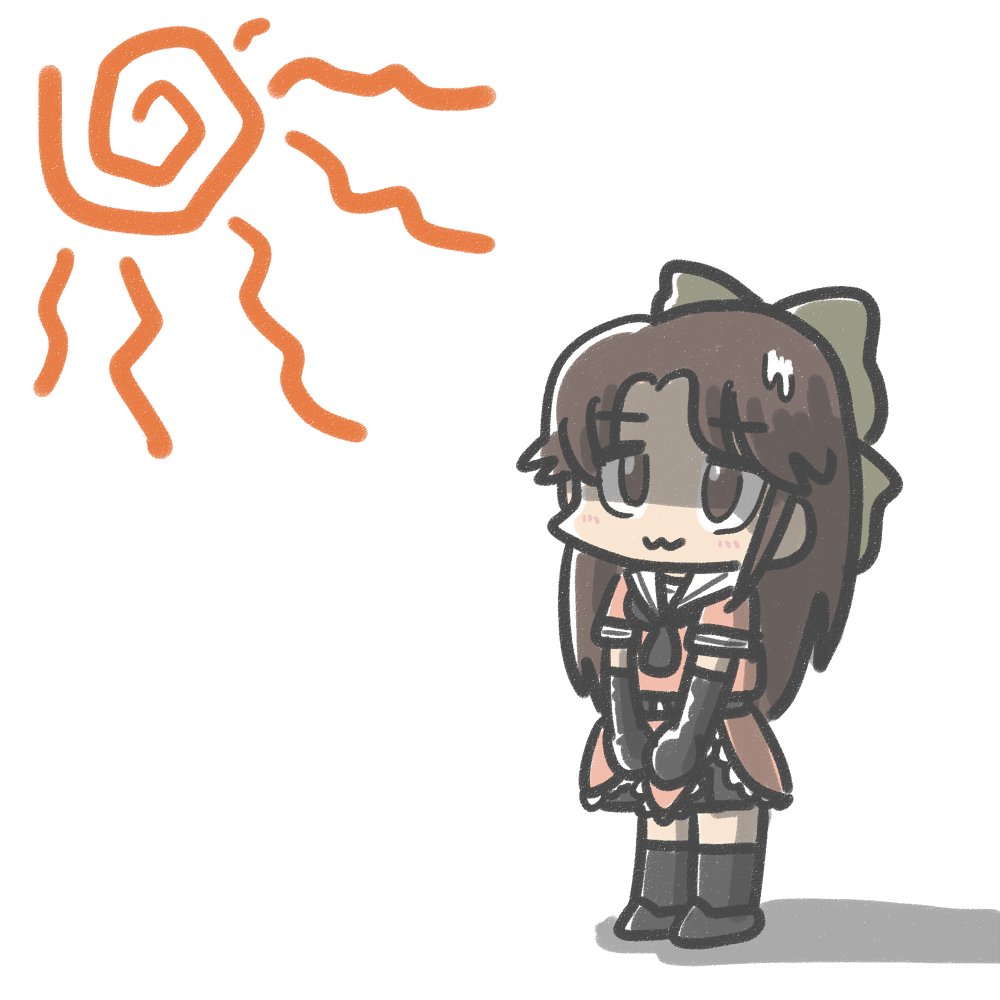 Safebooru - :3 black gloves black neckerchief black skirt brown eyes ...