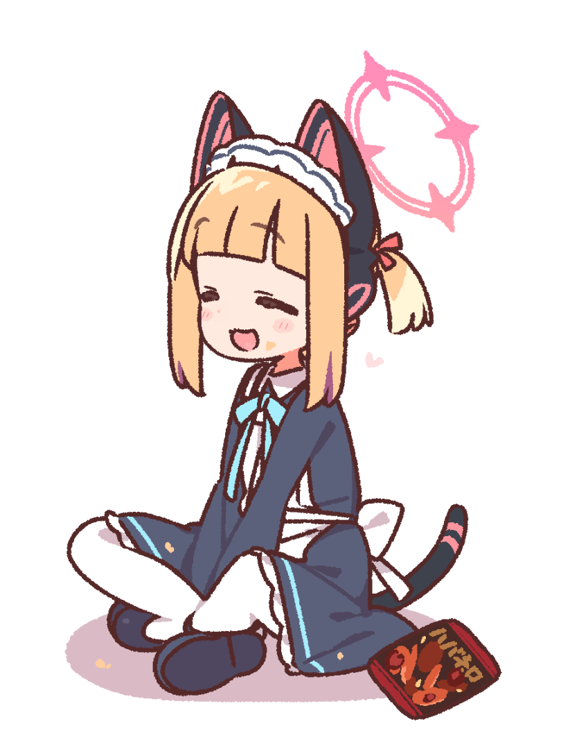 Safebooru - 1girl animal ear headphones animal ears apron black dress black footwear blonde hair ...