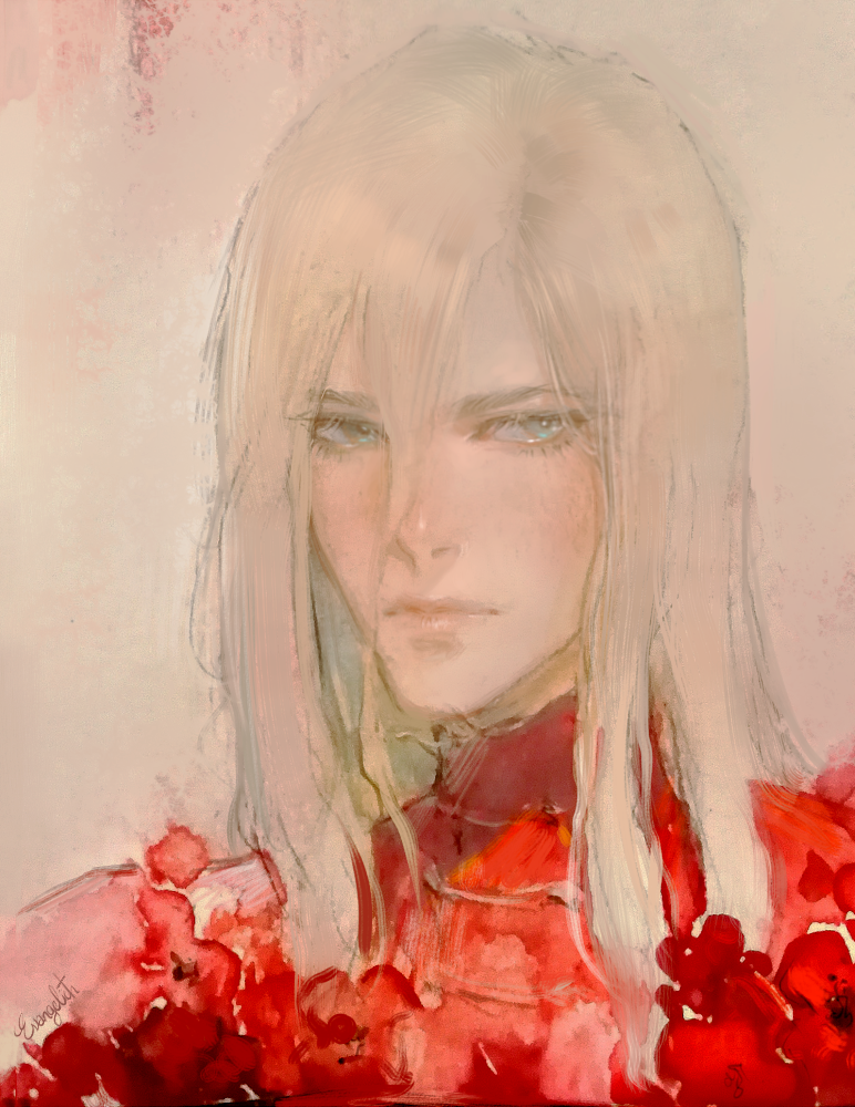 Safebooru - artist name blonde hair blue eyes close-up closed mouth ...