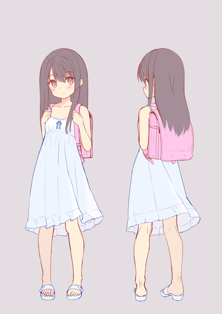 Safebooru 1girl Backpack Bag Bare Shoulders Black Hair Blush Closed 4698