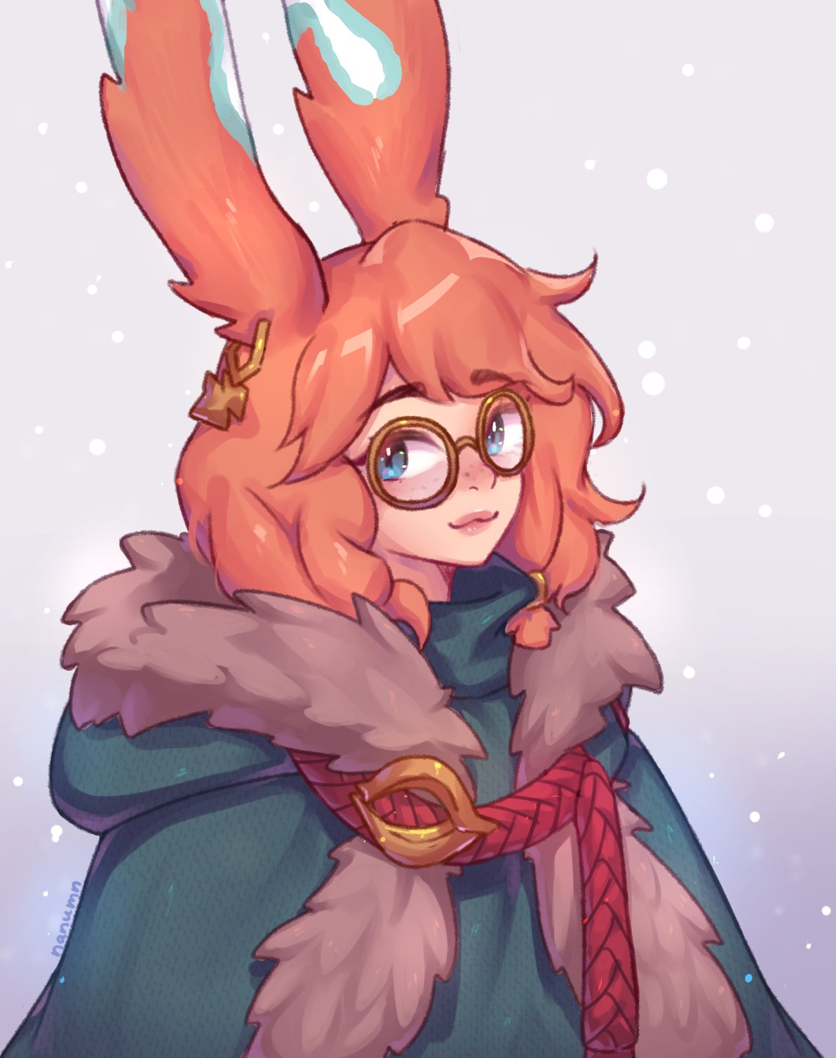 Safebooru - 1girl animal ears aurora (league of legends) blue eyes coat ...