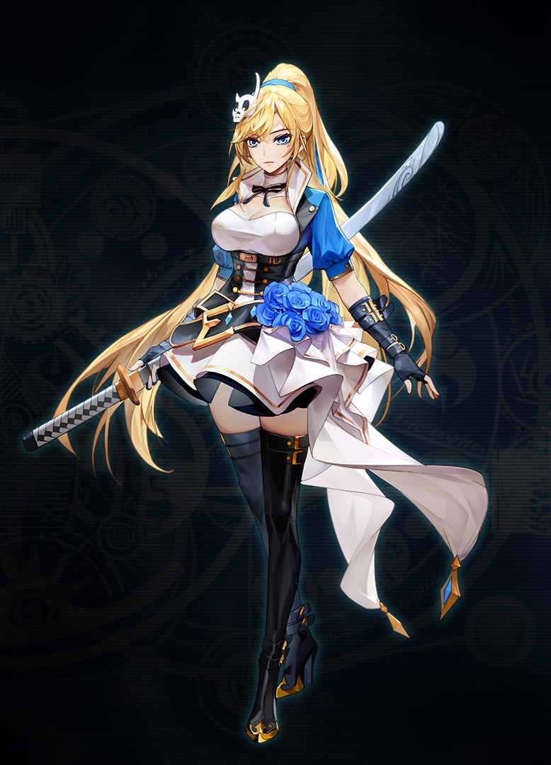 Safebooru - 1girl black gloves blonde hair blue eyes blue hairband boots character request ...