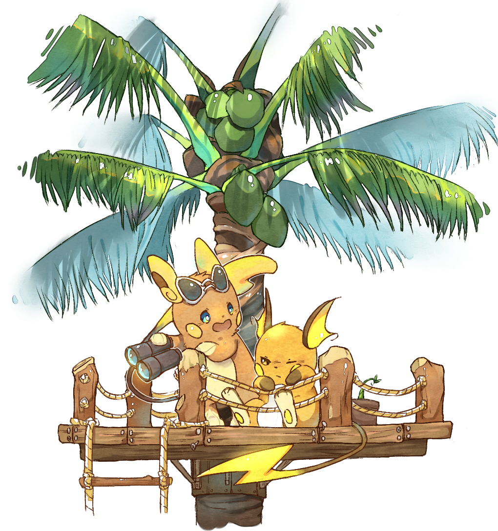Safebooru - alolan raichu binoculars blue eyes coconut tree dlitw ...
