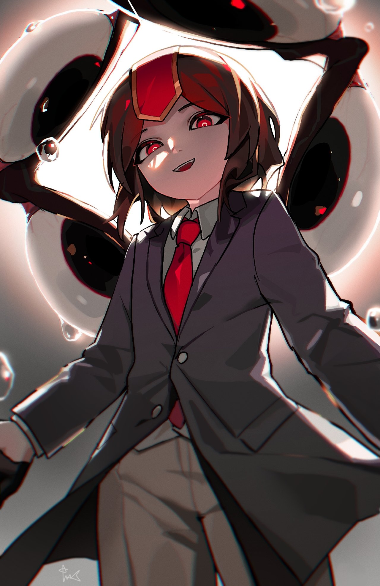 Safebooru - 1other androgynous backlighting blue jacket brown hair ...