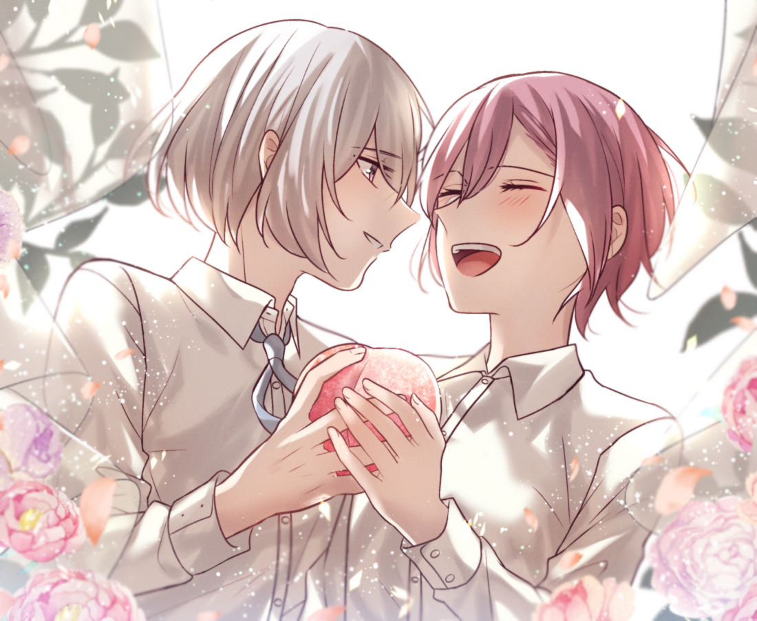 Safebooru - 1boy 1girl bishounen blush buttons closed eyes collared ...