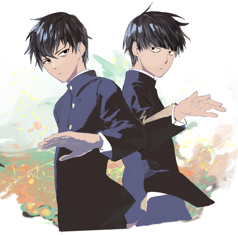 Safebooru - 2boys black eyes black hair blunt bangs bowl cut brothers ...