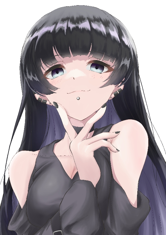Safebooru - 1girl black choker black dress black hair blunt bangs bocchi the rock! breasts chin ...
