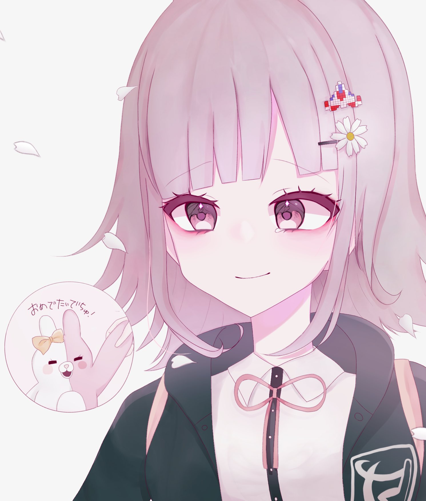 Safebooru - 1girl backpack bag black shirt bow closed mouth danganronpa (series) danganronpa 2 ...