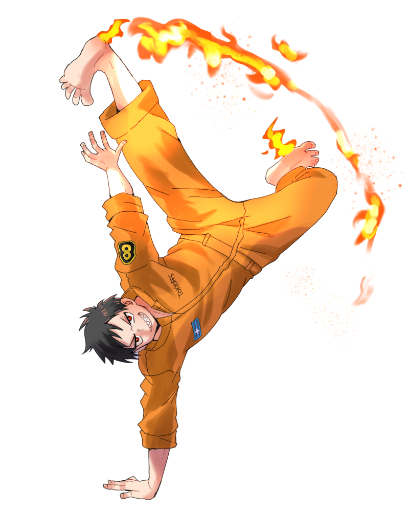 Safebooru 1boy Barefoot Black Hair Collared Shirt En En No Shouboutai