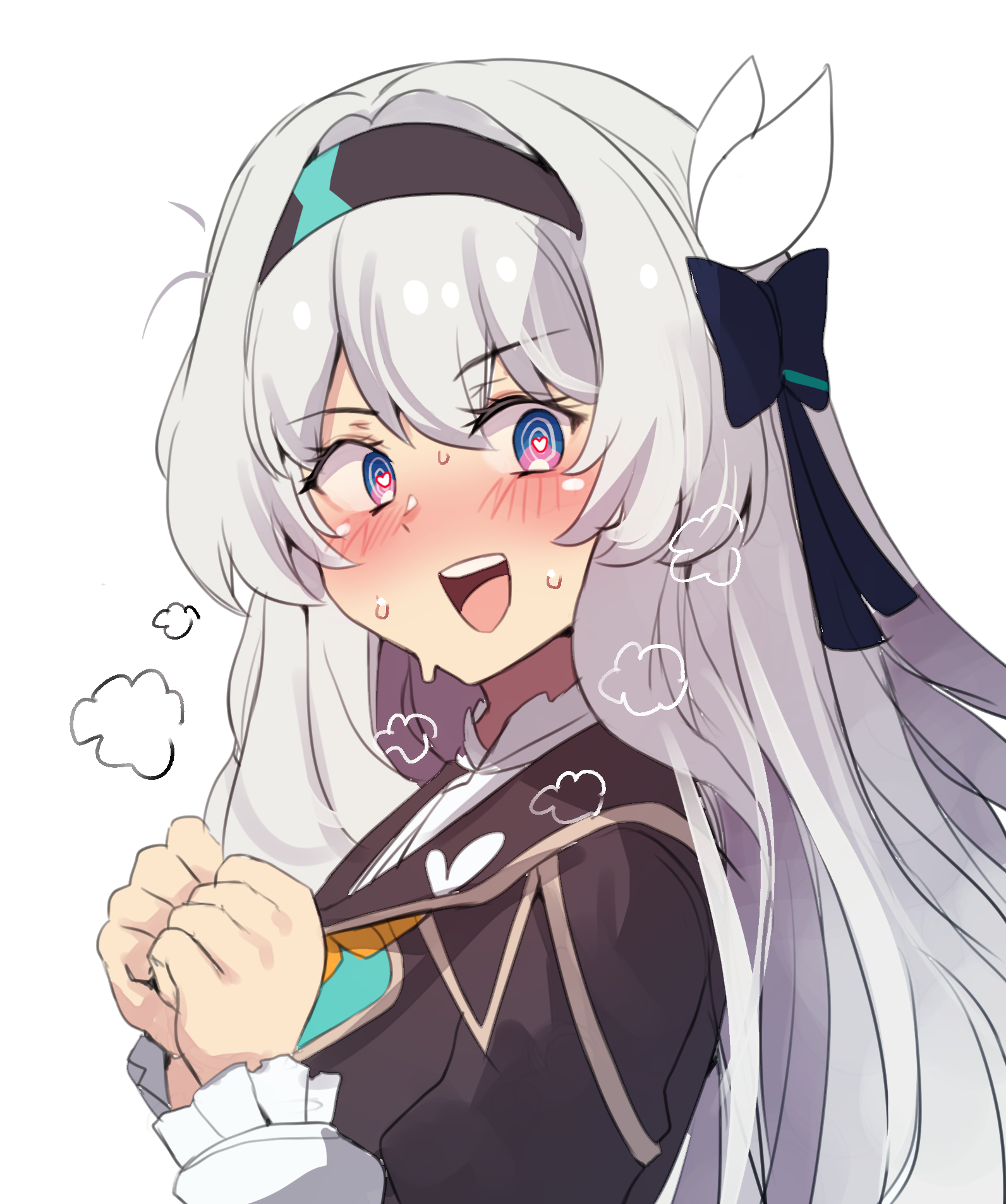 Safebooru - 1girl :d @ @ black hairband black jacket blue bow blush bow firefly (honkai: star ...