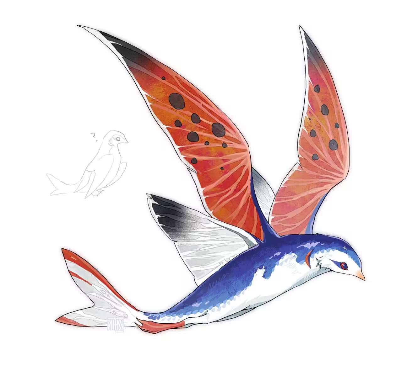 Safebooru - ? animal focus bairizuomeng beak blue eyes chimera colored ...