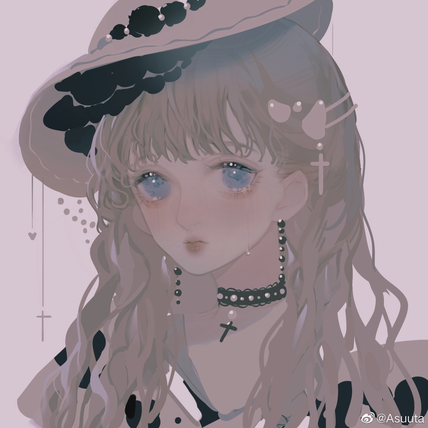 Safebooru - 1girl asuuta black choker black shirt black sleeves blonde hair blue eyes chinese ...