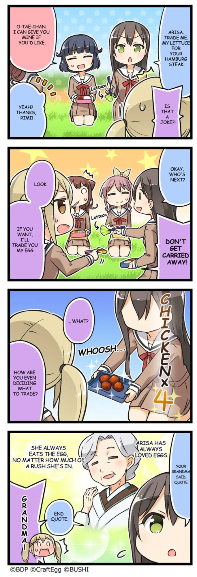 Safebooru - 4koma 6+girls bang dream! bento blush comic english text food grandmother and ...