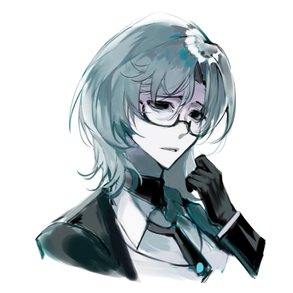 Safebooru - 1boy black gloves black jacket blue hair chinese commentary collared shirt colored ...