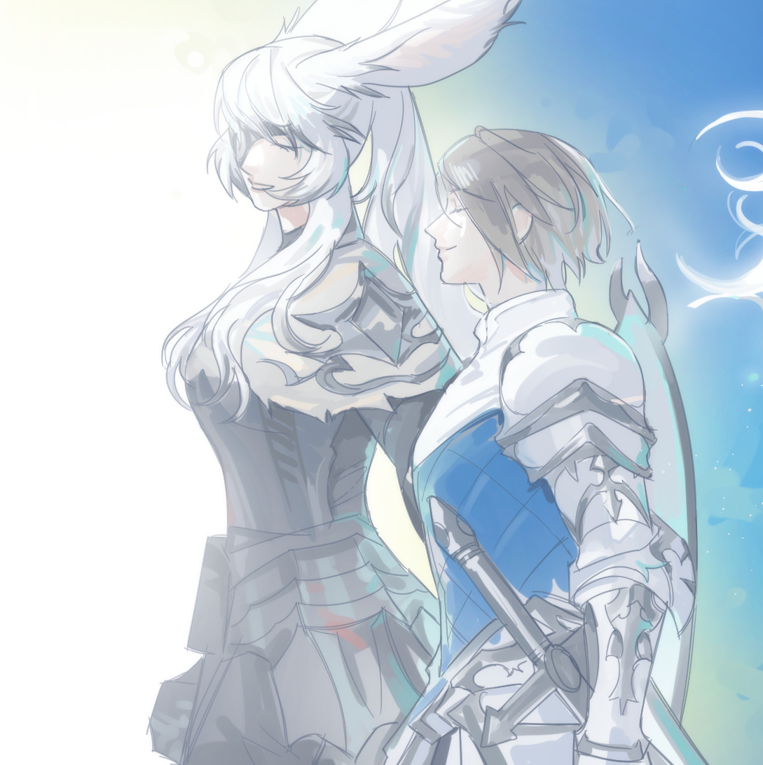 Safebooru - 2girls animal ears armor bib bb bib black hair closed eyes ...