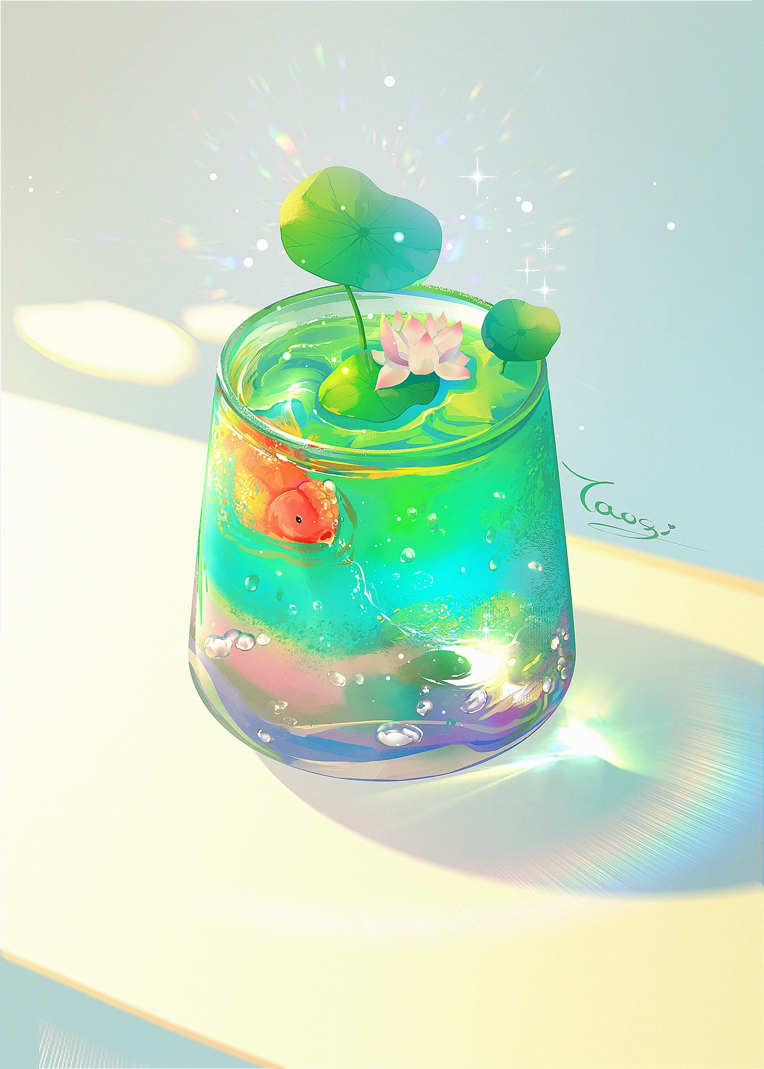 Safebooru - air bubble animal animal focus bubble chinese commentary commentary request cup ...