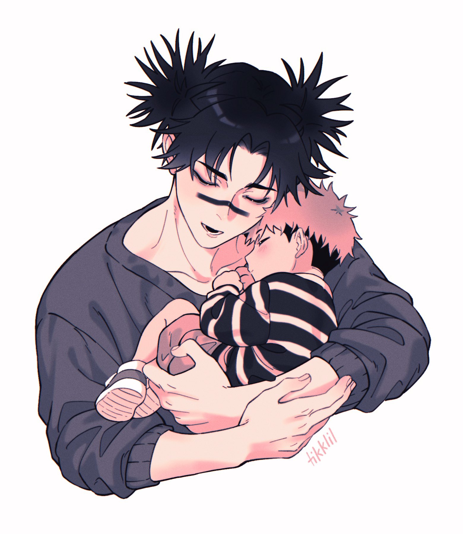 Safebooru - aged down artist name black hair carrying carrying person ...