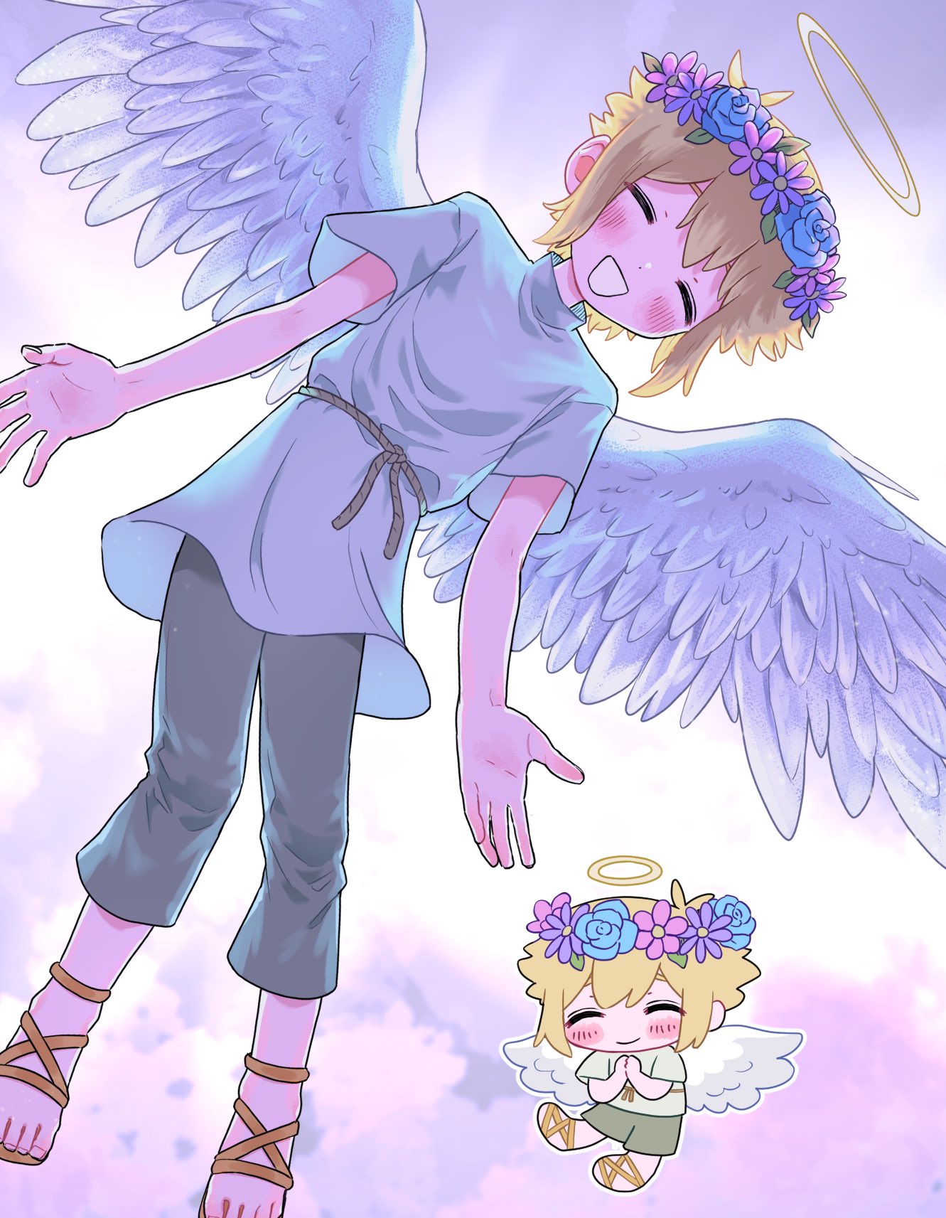 Safebooru - 1boy angel angel wings basil (faraway) (omori) basil (omori) blonde hair blush brown ...
