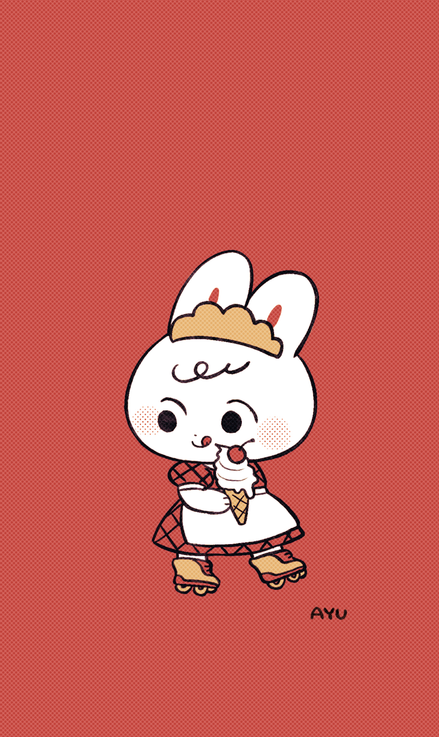 Safebooru - 1girl apron argyle clothes argyle dress ayu (mog) cherry ...