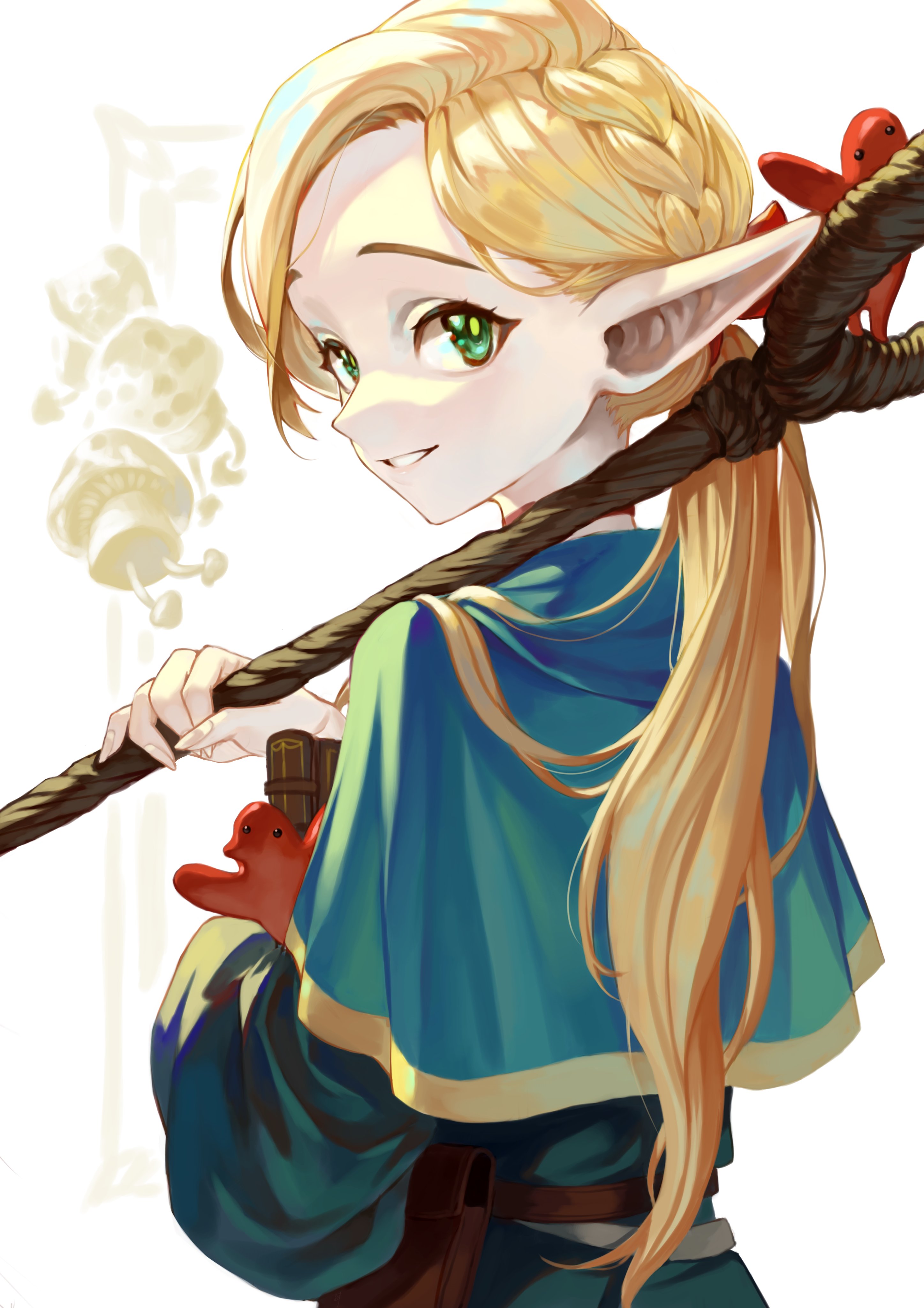 Safebooru - 1girl absurdres alicetarrandalf blonde hair blue capelet blue robe braid capelet ...