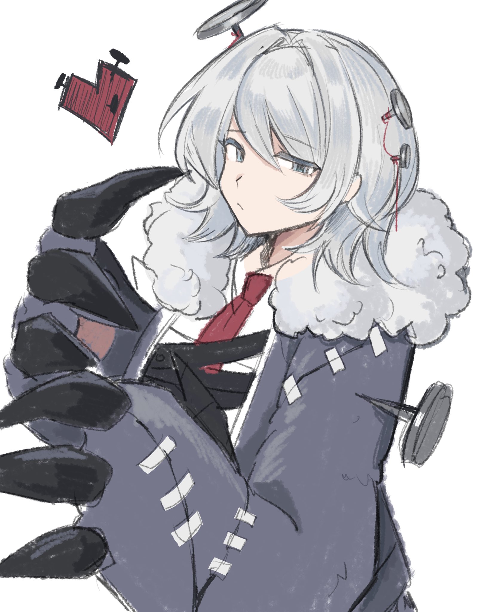 Safebooru - 1girl blue eyes claws closed mouth coat collared shirt e.g ...