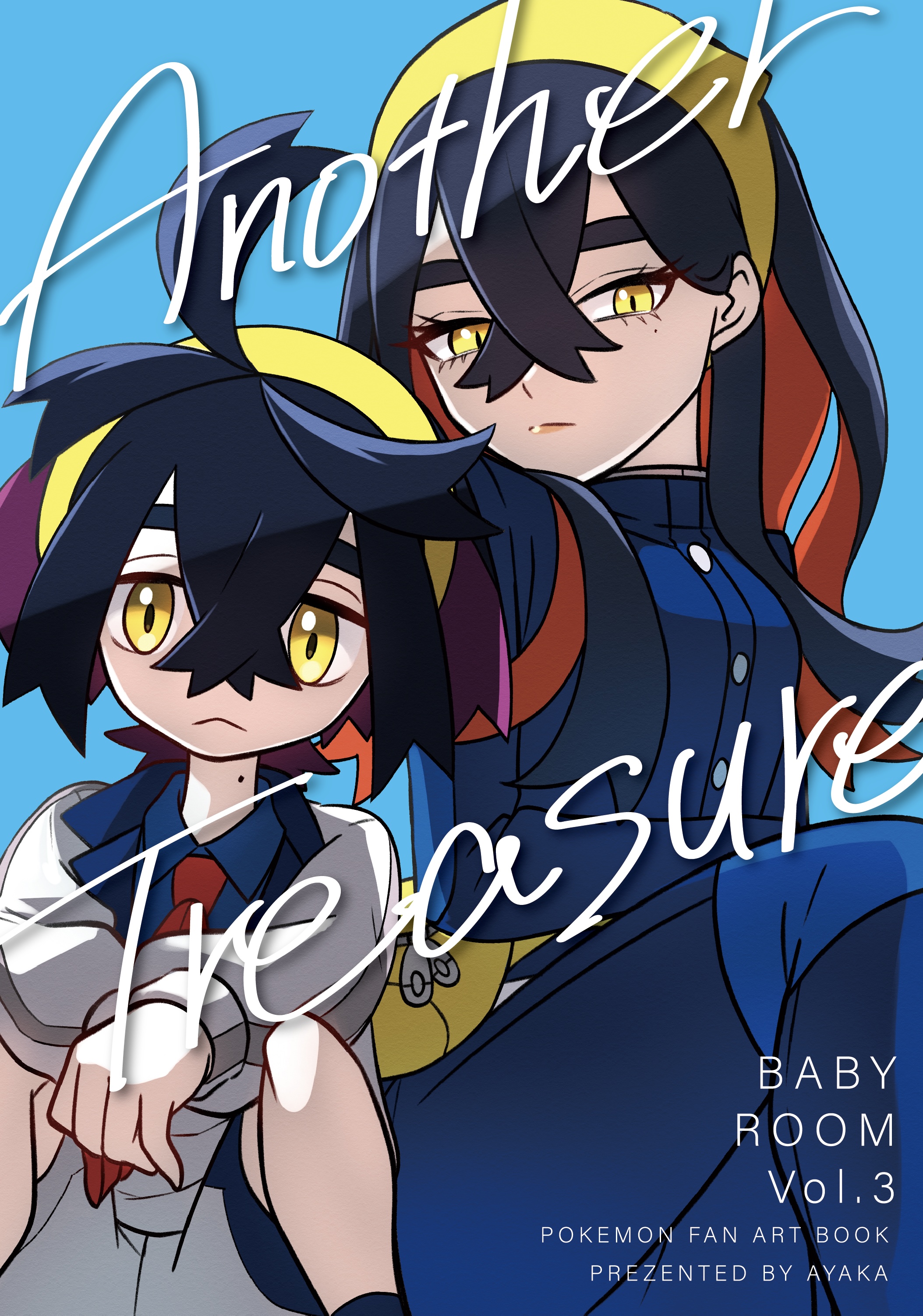 Safebooru - 1boy 1girl absurdres ayakadegozans black hair blue background blue jacket blue pants ...