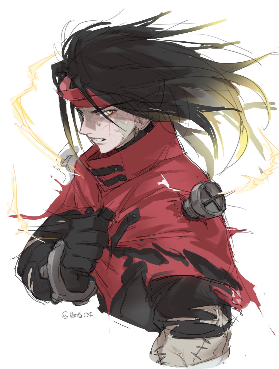 Safebooru - 1boy black hair electricity final fantasy final fantasy vii highres male focus ...