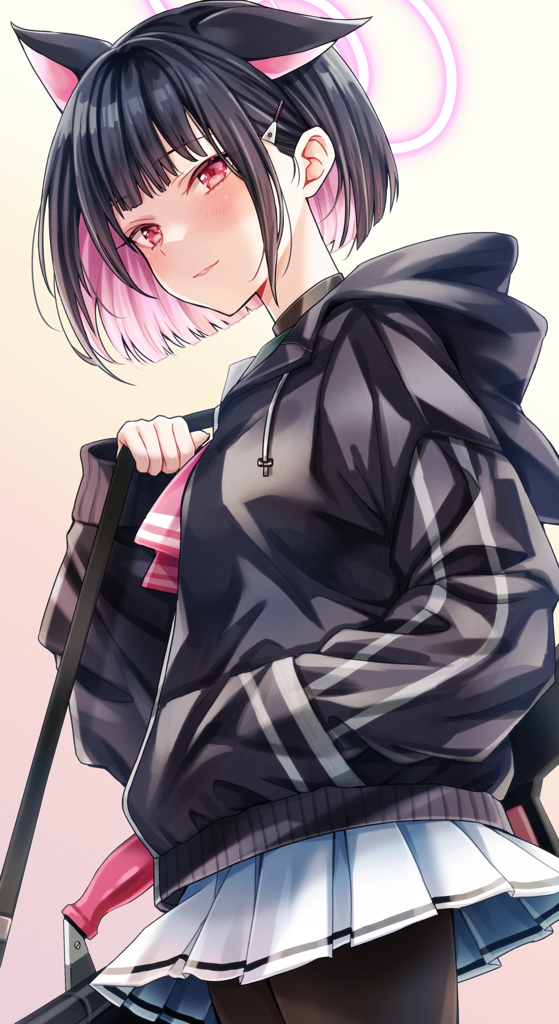 Safebooru - 1girl absurdres animal ears black hair blue archive cat ears cat girl closed mouth ...