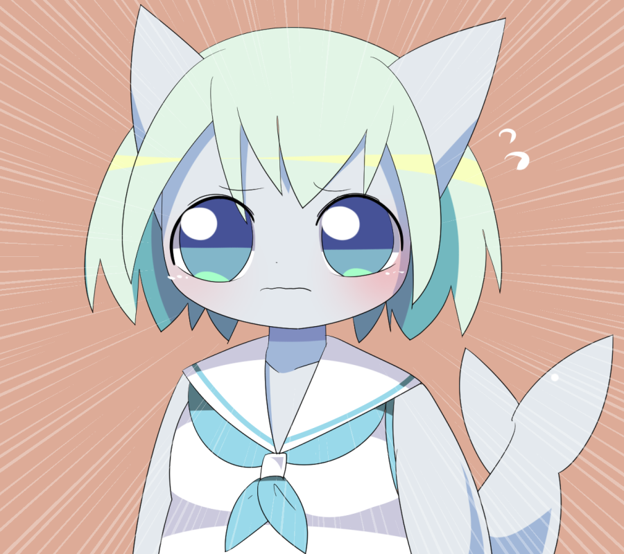 Safebooru - 1girl blue eyes blue neckerchief blush brown background ...