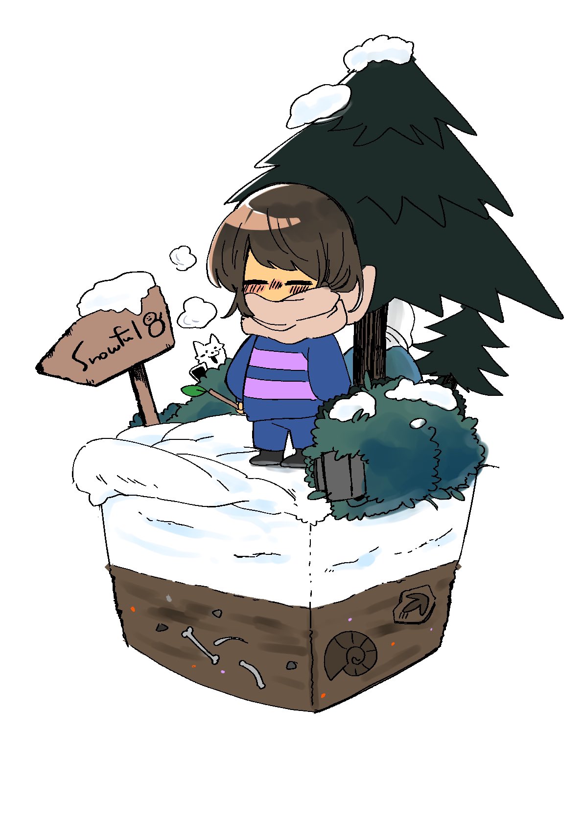 Safebooru - 1boy 1other blue sweater blush brown hair bush camera ...