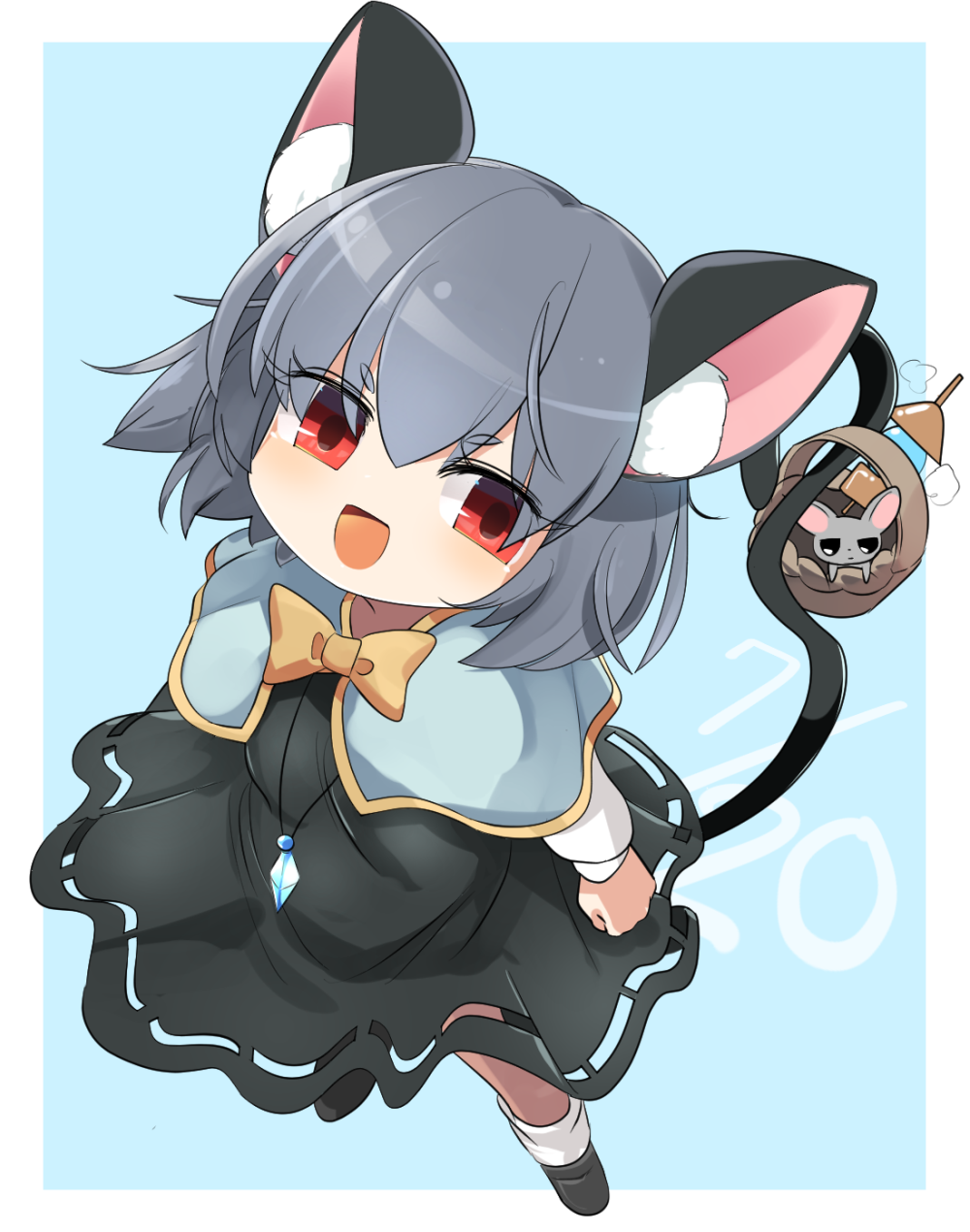 Safebooru - 1girl animal ear fluff animal ears basket bishamonten's pagoda blue capelet blush ...