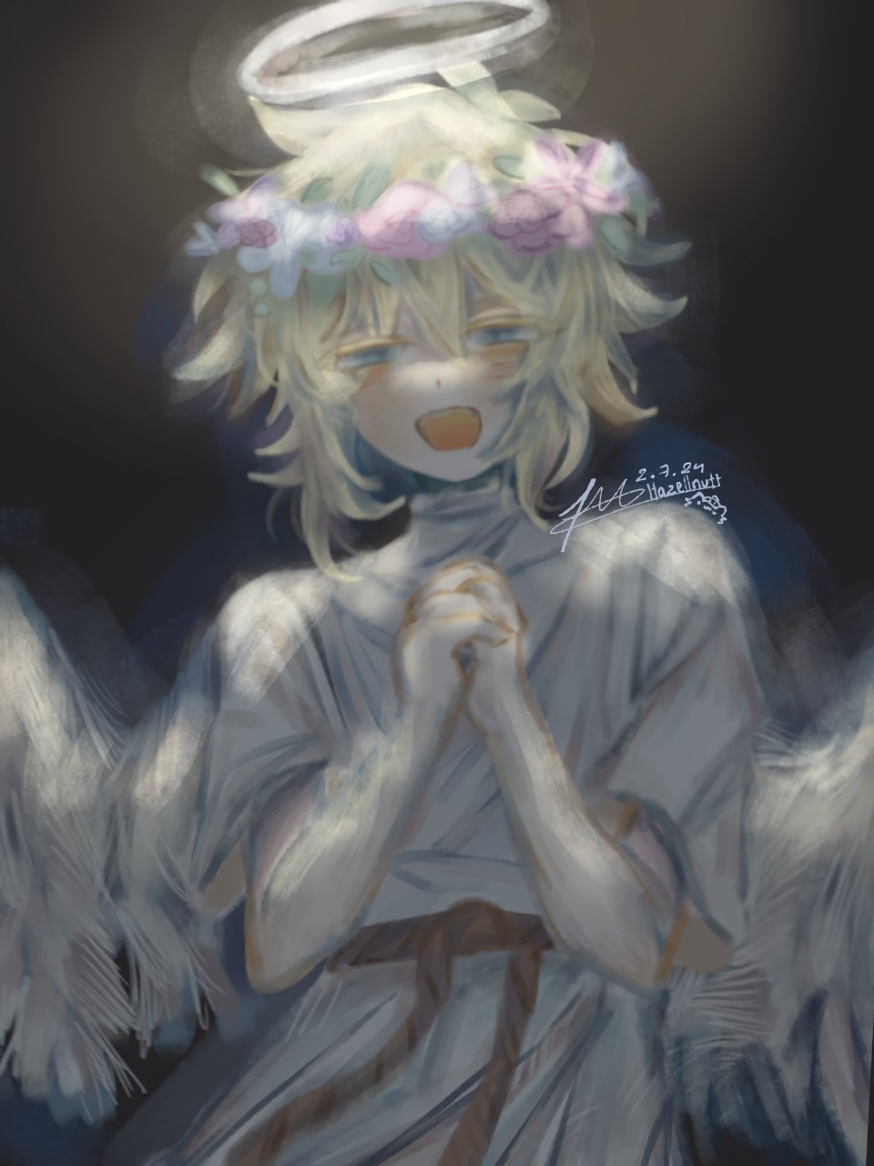Safebooru - 1boy angel angel wings artist name basil (faraway) (omori ...