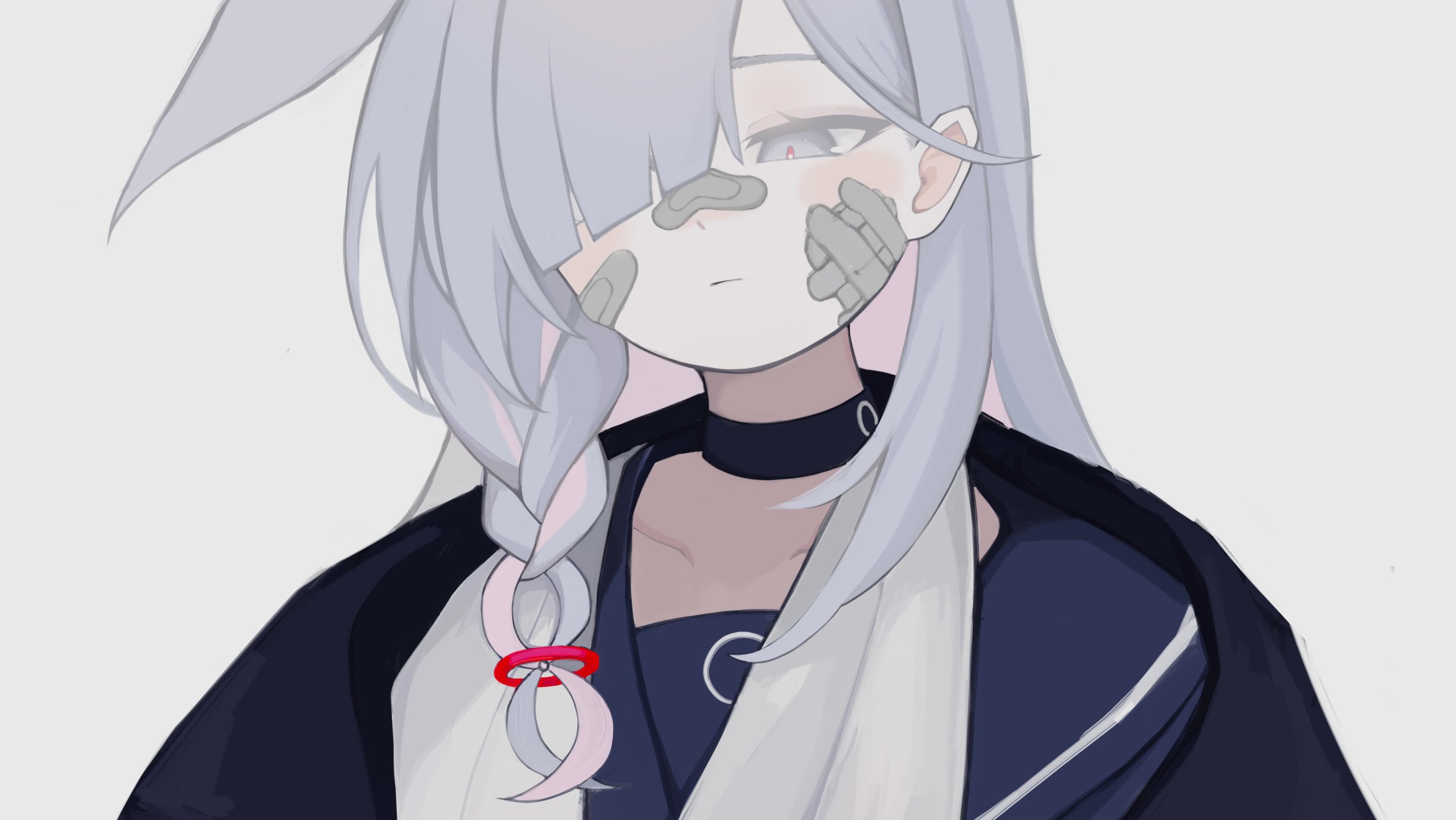 Safebooru - 1girl 8rk9 arm sling bad id bad twitter id bandaid bandaid on cheek bandaid on face ...