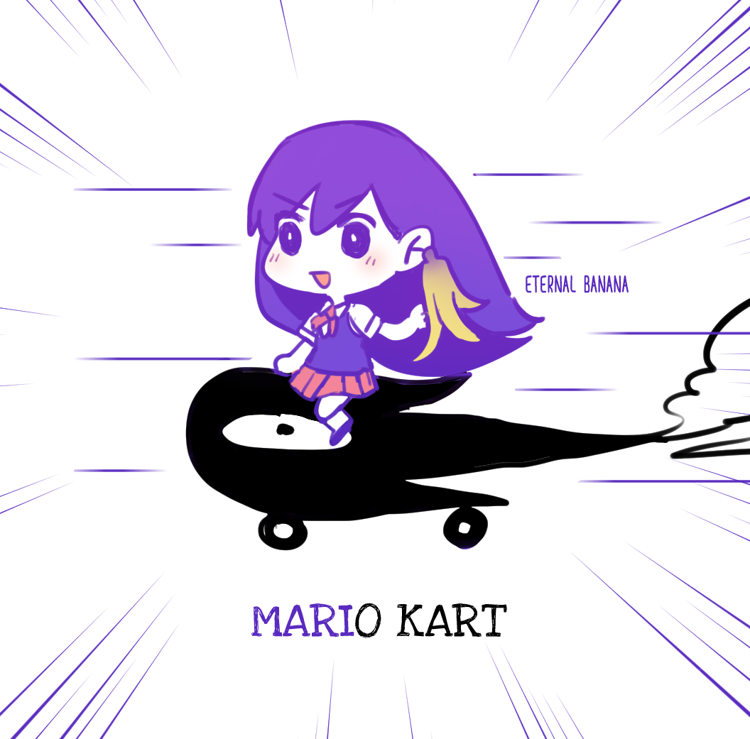 Safebooru - 1girl banana peel chibi english text long hair mari (headspace) (omori) mari (omori ...