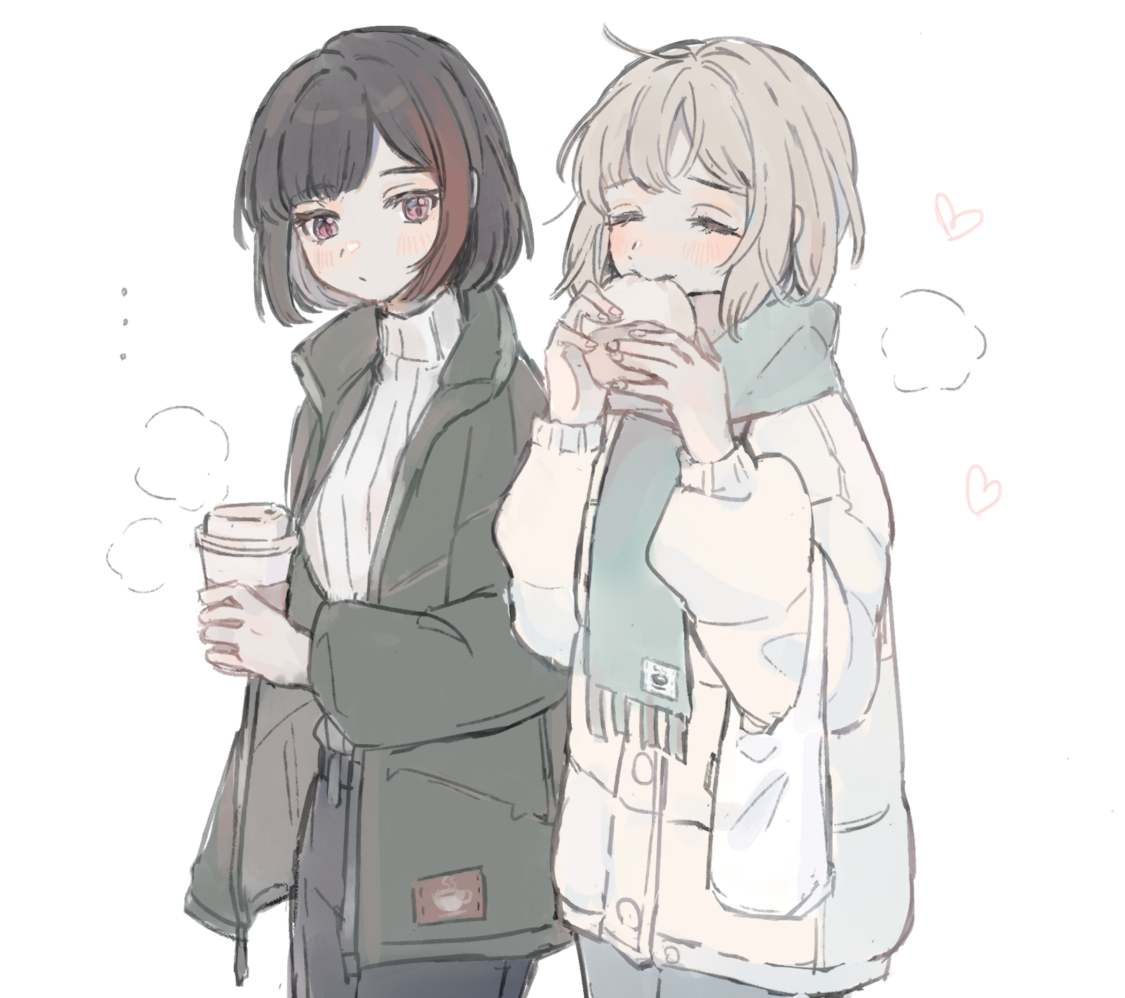Safebooru - 2girls aoba moca bang dream! black hair bob cut bread bun ...