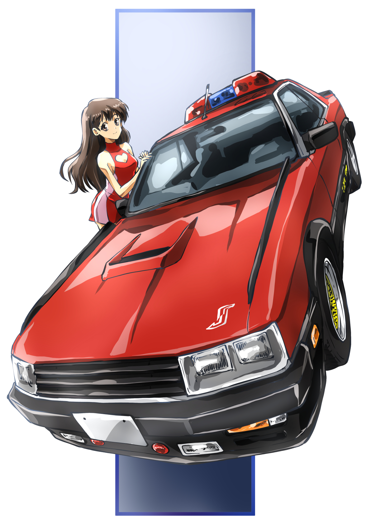Safebooru - 1girl breasts brown eyes brown hair car cleavage cutout ...