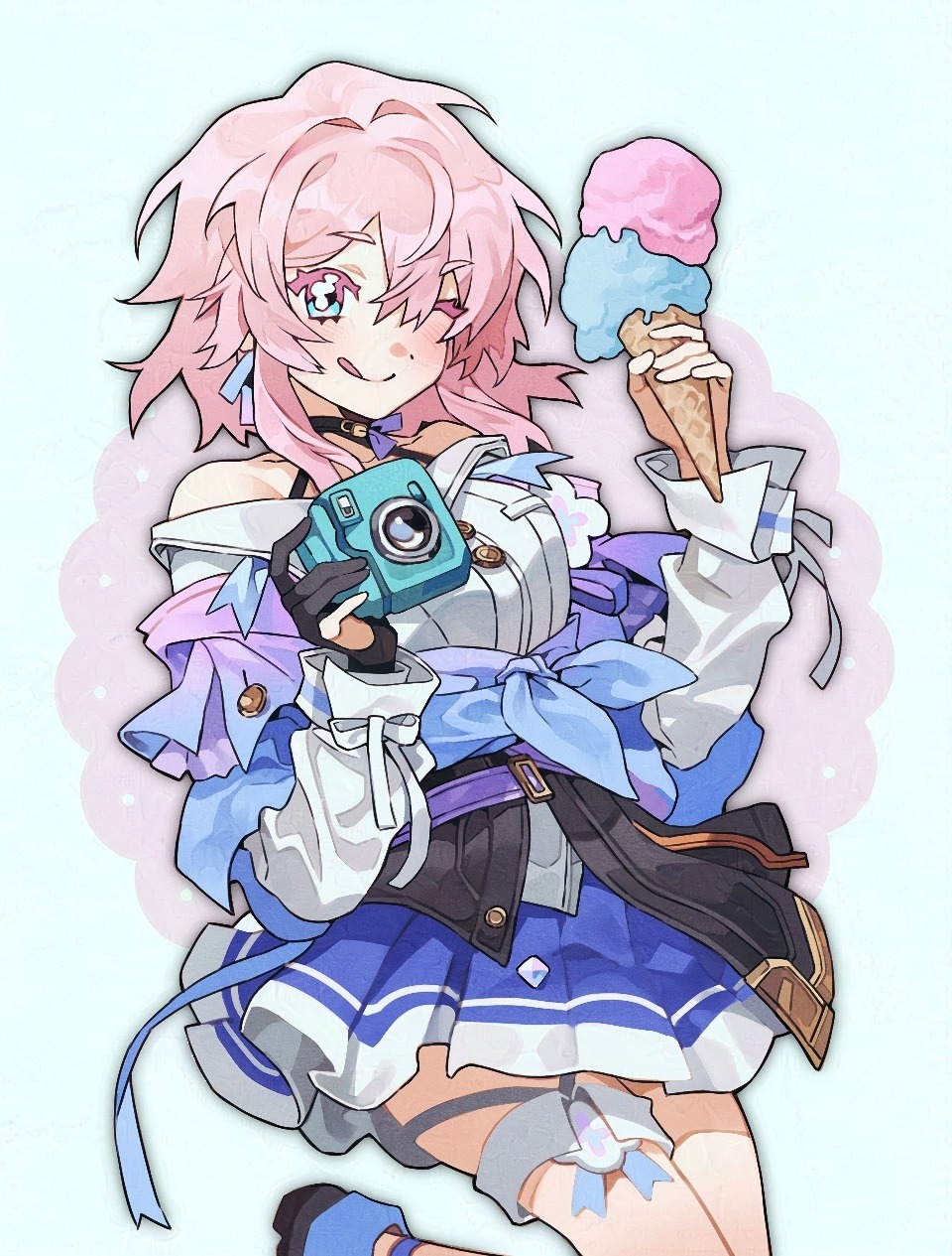 Safebooru - 1girl ankle boots black choker black corset black footwear black gloves blue eyes ...