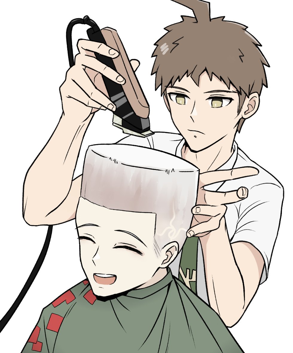 Safebooru - 2boys ahoge alternate hairstyle brown eyes brown hair choso ...