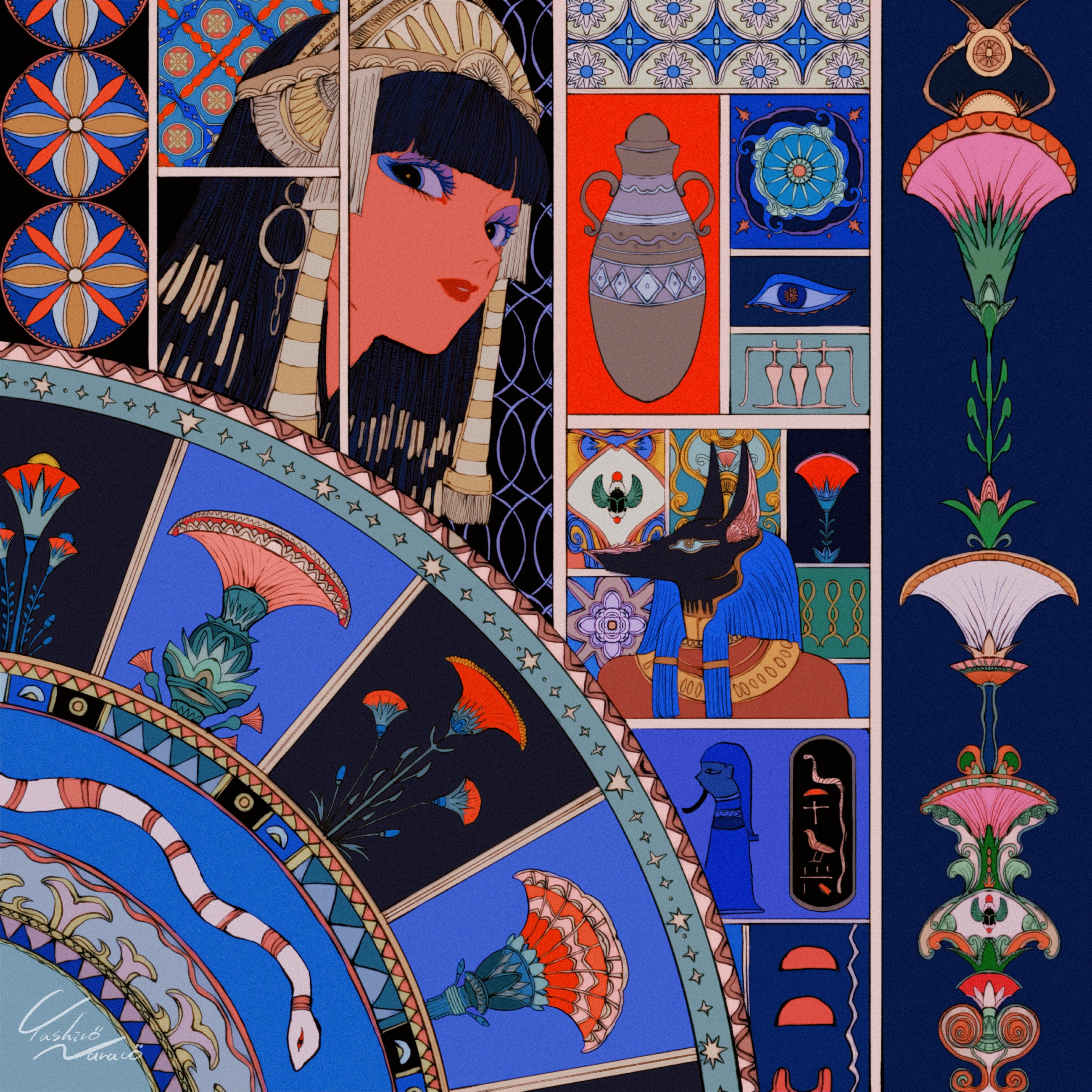 Safebooru - 1girl abstract absurdres anubis (mythology) blue eyeliner ...