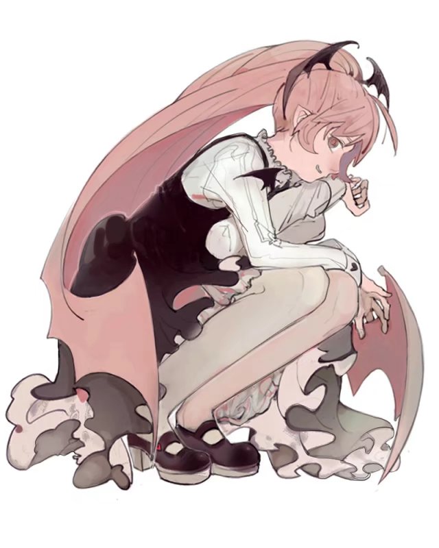 Safebooru - 1girl black dress demon girl dress funamusea haiiro teien long hair looking at ...