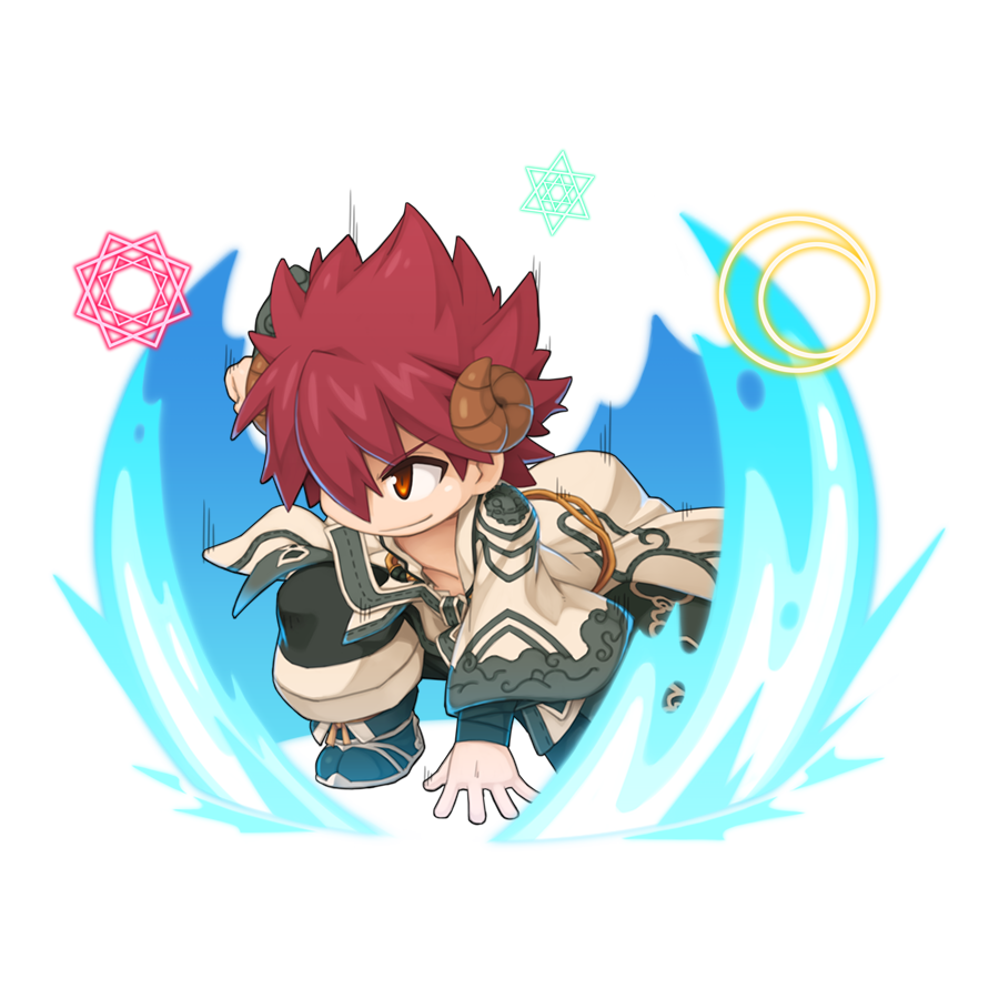 Safebooru - 1boy alternate color blue footwear brown horns chibi chibi ...